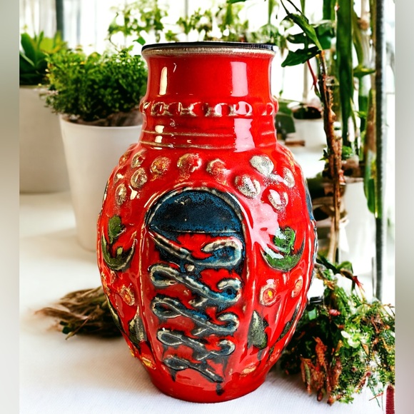keramik | Accents | Vintage Vibrant Red West Germany Bay Keramik ...